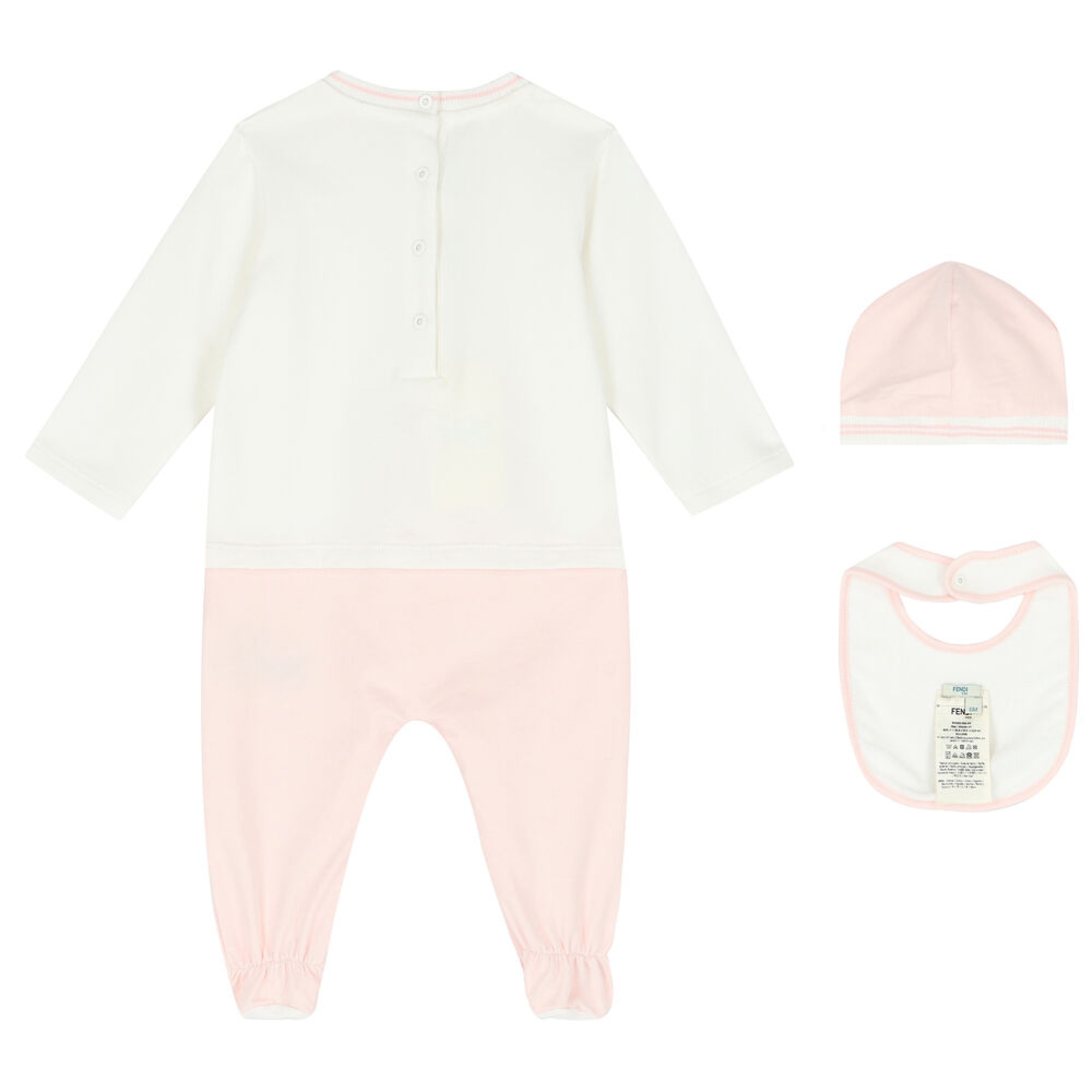 FENDI Ivory & Pink Logo Baby grow Set.